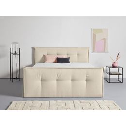 Home Affaire Boxbett &raquo;Kederleicht&laquo; inklusive Fu&szlig;teil, Bettkasten & Topper, in 4 Breiten und 2 H&auml;rtegraden beige Struktur, Liegefl&auml;che B/L: 180cm x 