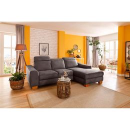 Home Affaire Ecksofa &raquo;Dundee L-Form&laquo; wahlweise mit Kopfteilverstellung und zus&auml;tzlich mit Schlaffunktion braun Luxus-Microfaser Florence (100% 