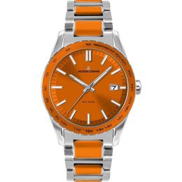 Jacques Lemans Herren Quarzuhr &raquo;Liverpool&laquo; Armbanduhr,Herrenuhr,Damenuhr,Edelstahlarmband,bis 10 bar wasserd. orange Einheitsgr&ouml;&szlig;e