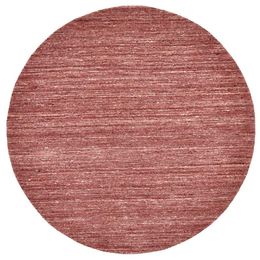 Theko Wollteppich &raquo;Pure UNI&laquo; rund 14 mm H&ouml;he Handwebteppich, meliert, reine Wolle, handgewebt rot Schurwolle &Oslash; 100cm 1 Stk., 14mm, &Oslash; 100cm