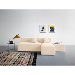 Home Affaire Ecksofa &raquo;Sundstrup L-Form&laquo; Modulserie, individuelle Zusammenstellung beige 100% Polyester B/H/T: 220cm x 76,5cm x 153cm, Struktur weich, 