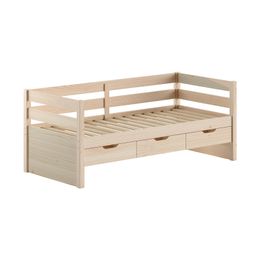 Vipack Funktions-Kojen Bett mit Umrandung, 3 Schubladen u. Rolllattenrost, Liegefl&auml;che 90 x 200, Ausf. Milky White lackiert