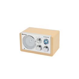 Denver TR-63 Retro Radio, AM/FM Analog, AUX, tragbar, Batterie oder Netzbetrieb, holzhell