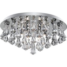 Searchlight Deckenleuchte &raquo;Hanna 6Lt Flush - Chrome Metal & Clear Crystal&laquo; G9 1 Stk. silber 6, &Oslash; 45cm H: 20cm, 1 Stk.