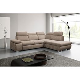 WERK2 Ecksofa &raquo;Alicante Cord L-Form, Schlaffunktion & Bettkasten, 280 cm breit&laquo; Schlafsofa in Chenille mit Bettkasten & verstellbaren Kopfst&uuml;tzen B/H/