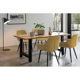 Salesfever Essgruppe &raquo;Elegante Essgruppe f&uuml;r stilvolles Speisen&laquo; Set, 5 Stk. tlg. Massivholz ge&ouml;lt und zweifach gewachst beige Massivholz, Metall, 