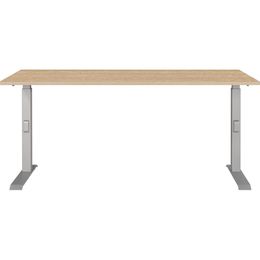Germania Schreibtisch &raquo;Downey&laquo; h&ouml;heneinstellbar braun B/H/T: 160cm x 91cm x 80cm, Gestellfarbe Silber