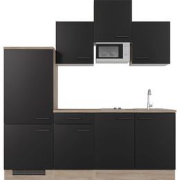 Flex-Well K&uuml;chenzeile &raquo;Capri&laquo; mit E-Ger&auml;ten, Gesamtbreite 210 cm, in weiten Farben erh&auml;ltlich schwarz B/H/T: 210cm x 205cm x 60cm
