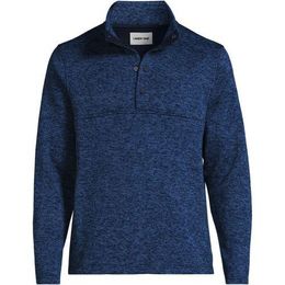 LANDS' END Strickfleece-Pullover mit Druckknopfleiste, Herren, size: regular, Blau, Polyester, by Lands' End