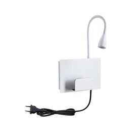 Paulmann LED Wandleuchte &raquo;Halina 3W USBC 230V 2700K Kunststoff/Metall&laquo; Warmwei&szlig; wei&szlig; 1, H: 25,6cm