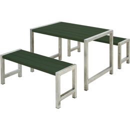 Plus Garten-Essgruppe &raquo;Cafegarnituren&laquo; 3 Stk. tlg. bestehend aus: Tisch und 2 B&auml;nke gr&uuml;n B/H/T: 185cm x 73cm x 127cm