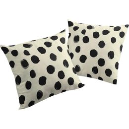 Adam Dekokissen &raquo;Kissenh&uuml;lle Dots&laquo; aus Bio-Baumwolle, Kissenh&uuml;lle ohne F&uuml;llung, 1 St&uuml;ck schwarz Baumwolle, Leinen B/L: 40cm x 40cm, 1 Stk.