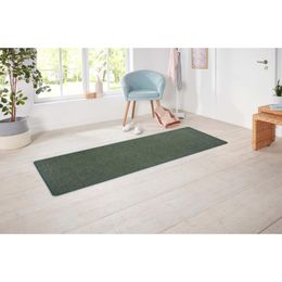 L&auml;ufer &raquo;Liberty&laquo; rechteckig 7 mm H&ouml;he Uni-Meliert, robust, kr&auml;ftige Farben, rundherum farbige Kettelung gr&uuml;n Polypropylen B : 80cm 1 Stk., 7mm, L: 