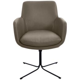 K+w Komfort & Wohnen K+W Komfort & Wohnen Esszimmerstuhl &raquo;Pego Drehstuhl&laquo; () filigranem 4-Fu&szlig;-Gestell in schwarz gr&uuml;n B/H/T: 59cm x 84cm x 65cm, Leder CLOUD