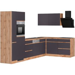KOCHSTATION Winkelk&uuml;che &raquo;KS-Riesa&laquo; Stellbreite 330/180 cm, wahlweise mit Induktionskochfeld braun B/H/T: 330cm x 200cm x 60cm,mit Induktionskochfeld