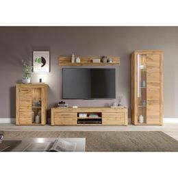 OTTO home Wohnwand &raquo;AOSTA, Breite 310cm, 4-teilige Wohn-Kombination&laquo; bestehend aus: Vitrine, Lowboard, Wandboard & Vitrine hoch, 4 Stk. tlg. braun 