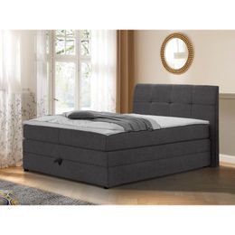 Home Affaire Boxspringbett &raquo;Finja&laquo; besonders komfortable Liegeh&ouml;he, mit praktischem Bettkasten grau Polyester Stoff Karo Polyester, Liegefl&auml;che B/L: 
