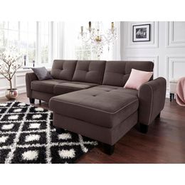 Sit & More sit&more Ecksofa &raquo;Varese L-Form&laquo; mit Federkern, wahlweise mit Schlaffunktion und Stauraum braun Bedruckte Microfaser (100% Polyester);Luxus-Microfaser