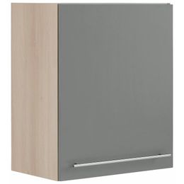 Optifit H&auml;ngeschrank &raquo;Bern&laquo; Breite 60 cm, 70 cm hoch, mit 1 T&uuml;r, mit Metallgriff grau akaziefarben, B/H/T: 60cm x 70,4cm x 34,9cm, T&uuml;ren: 1 Stk.