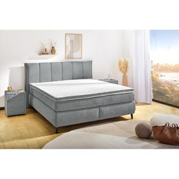 Jockenh&ouml;fer Boxspringbett &raquo;Isabella, in 160x200cm oder 180x200 cm, H&auml;rtegrade w&auml;hlbar&laquo; inkl. 7-Zonen-TTFK-Matratze und Kaltschaumtopper grau Bezug Bett: Chenille 