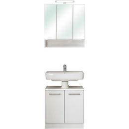 Badm&ouml;bel-Set &raquo;Quickset 953 2-teilig, Waschbeckenunterschrank und LED-Spiegelschrank&laquo; Set wei&szlig; Holzwerkstoff B/H/T: 65cmcm x 200cmcm x 33cmcm