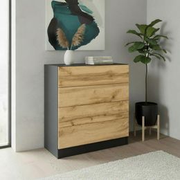 borchardt M&ouml;bel borchardt M&ouml;bel Kommode &raquo;Vaasa, Kommode mit 4 Schubk&auml;sten auf Kugelf&uuml;hrungen&laquo; schwarz Holzwerkstoff B/H/T: 76cm x 79cm x 35cm