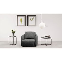 Trendmanufaktur Sessel &raquo;Shawn, Loungesessel, Designsessel, elegant geschwungen Armlehnen&laquo; organische Form, bequem, mit hochwertigem Bezug schwarz 100%