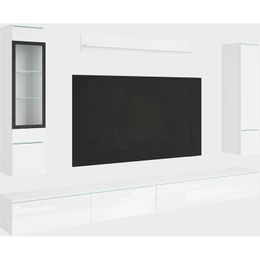 Home Affaire Wohnwand &raquo;Vera, Breite 300 cm&laquo; Komplett-Set, 5 Stk. tlg. wei&szlig; B/H/T: 300cmcm x 182cmcm x 33cmcm, LED-Beleuchtung