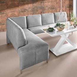 exxpo - sofa fashion Eckbank &raquo;Intenso, modern, 263/198 cm (B/T)&laquo; hohe Bodenfreiheit, frei im Raum stellbar, hoher Sitzkomfort grau NaturLeder;