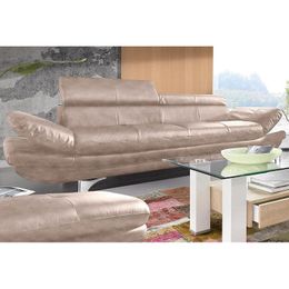 COTTA Polstergarnitur &raquo;Enterprise&laquo; Set, Set bestehend aus: 3-Sitzer mit Arm- & Kopfteilverstellung & Hocker beige Luxus-Kunstleder,mit 