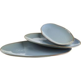M&auml;ser M&Auml;SER Servierplatte &raquo;Nottingham, Servierplatten-Set, Steinzeug&laquo; blau Steinzeug Einheitsgr&ouml;&szlig;e