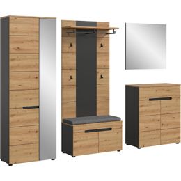 Home Affaire Garderoben-Set &raquo;REHAT, TOPSELLER!, 5-teilig, Breite 255 cm, individuell erweiterbar&laquo; Set, bestehend aus: Schrank, Sitzbank, Sitzkissen, 