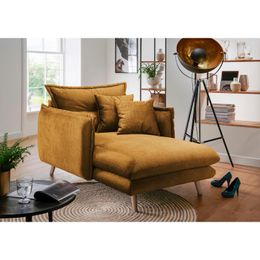 Home Affaire Loveseat &raquo;Lazio&laquo; moderner Sessel mit einer bequemen Polsterung, 2 Stk. Zierkissen gelb 100% Polyester Velours, Bezugsfarbe gelb, B/H/T: 