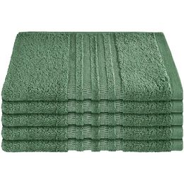 Schiesser Gaestehandtuecher &raquo;Milano aus 100% Baumwolle mit eleganter Bord&uuml;re in Hoch-Tief-Optik&laquo; Made in Green gr&uuml;n Frottier, Frottier B/L: 30cmx50cm, 5 Stk., 