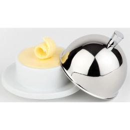 APS Butterdose 60 ml wei&szlig; Metall, Porzellan B/H/L: 9cm x 7cm x 9cm
