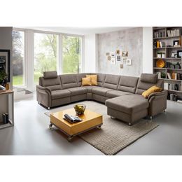 Die PlanBar Wohnlandschaft &raquo;ZE-EM16033 U-Form, Breite 330 cm&laquo; wahlweise mit Kopfst&uuml;tzen und Schlaffunktion braun 100% Polyester B/H/T: 330cm x 262cm, 