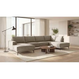 OTTO home Wohnlandschaft &raquo;OLAND Boucl&eacute; U-Form, XXL, B: 345 cm, Skandi-Design&laquo; U-Form, 345 cm, Wellenunterfederung, Skandi-Design, Metallf&uuml;&szlig;e beige 100