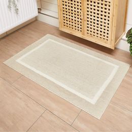 ANDIAMO Badematte &raquo;Maui&laquo; H&ouml;he 15 mm rutschhemmend beschichtet fu&szlig;bodenheizungsgeeignet gestreift, mit Bord&uuml;re, auch als 2er Set erh&auml;ltlich beige Polyester 