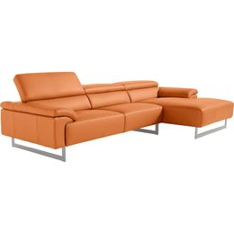 Egoitaliano Ecksofa &raquo;Malika, edel und bequem, Designsofa mit hochwertigen Bez&uuml;gen, L-Form&laquo; mit Recamiere, inkl. Kopfteilverstellung und chromfarbenen Metallf&uuml;&szlig;en 