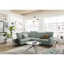 Musterring Ecksofa &raquo;MR 4615&laquo; mit Kopf- und R&uuml;ckenverstellung, Metallfu&szlig; schwarz, Ma&szlig;e 272 x 214 cm gr&uuml;n 100% Polyester B/H/T: 272cm x 84cm x 214cm, Flachgewebe, 
