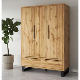 Home Affaire Dreht&uuml;renschrank &raquo;Bronne,Breite 145 cm, Kleiderschrank inclusive Innenausstattung&laquo; Kleiderschrank, 2 Schubladen, Metallgriffe, Garderobe 