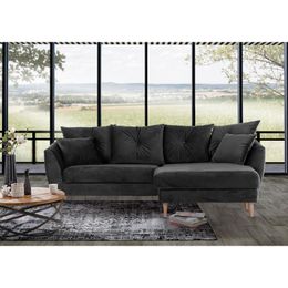 GUTMANN FACTORY Ecksofa schwarz 100% Polyester B/H/T: 210cm x 70cm x 156cm, Samtoptik