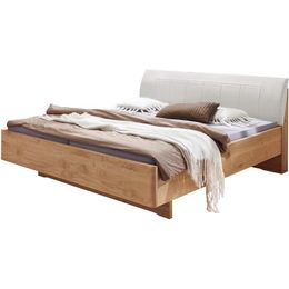 Wiemann Holzbett &raquo;Cardiff, Bettgestell, Bettrahmen, teilmassiv, mit Polsterkopfteil&laquo; Belastbarkeit 110/220 Kg, 4-fache h&ouml;henverstellbar, MADE IN 