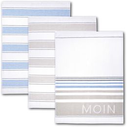 Dyckhoff Geschirrtuch &raquo;Moin&laquo; 100% Baumwolle, saugf&auml;hig, 50 x 70 cm beige 100% Baumwolle 3 Stk., 100 % Baumwolle