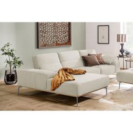 W.Schillig Ecksofa &raquo;run, Designsofa mit tollem Sitzkomfort, bequem, L-Form&laquo; mit elegantem Holzsockel, F&uuml;&szlig;e in Silber matt, Breite 319 cm wei&szlig; Longlife