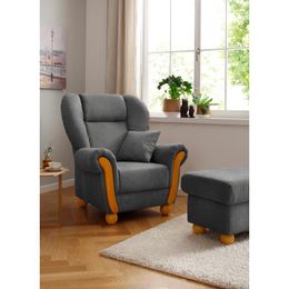 Home Affaire Loungesessel &raquo;Milano Vintage, Hochlehnsessel, Ohrensessel&laquo; hoher Sitzkomfort mit hoher R&uuml;ckenlehne, incl. Zierkissen grau Luxus-