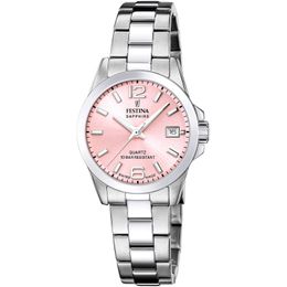 Festina Damen Quarzuhr Armbanduhr, Damenuhr, Swiss Made, Edelstahlarmband, analog, Tag silber Einheitsgr&ouml;&szlig;e