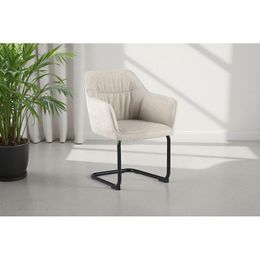OTTO home Freischwinger &raquo;Elba&laquo; (Set) 2 Stk.gem&uuml;tlicher Stuhl / Sessel, 180 Grad drehbar, Auto Return, Webstoff beige Metall, Polyester B/H/T: 60cm x 