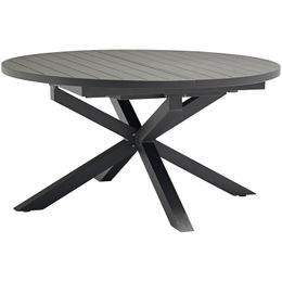 Destiny Esstisch &raquo;ARONA&laquo; &Oslash;145/ (oval 199x145)x75cm, Aluminium grau Aluminium pulverbeschichtet B/H/T: 75cm x 145cm, Ausziehtisch
