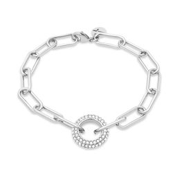 Tamaris Damen Gliederarmband &raquo;Schmuck Geschenk Edelstahl Armkette The Glitter Donut&laquo; mit Glasstein silber 21cm, Edelstahl